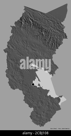 Puno, region of Peru. Bilevel elevation map with lakes and rivers Stock ...