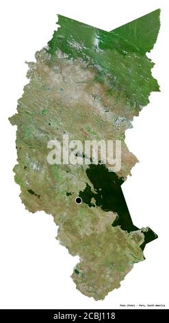 Puno, region of Peru. Satellite imagery. Shape outlined against its ...