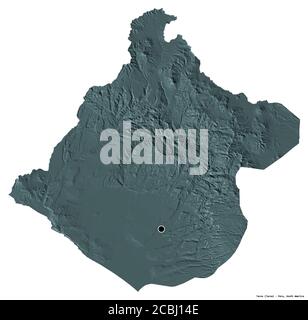 Tacna, region of Peru. Colored elevation map with lakes and rivers ...