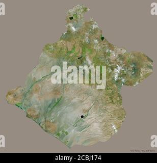 Tacna, region of Peru. Solid color shape. Locations and names of major ...