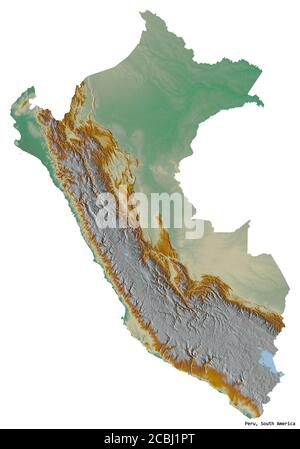 A 3D rendering of the topographic Peru map hypsometric elevation tint spectral shaded relief map ...