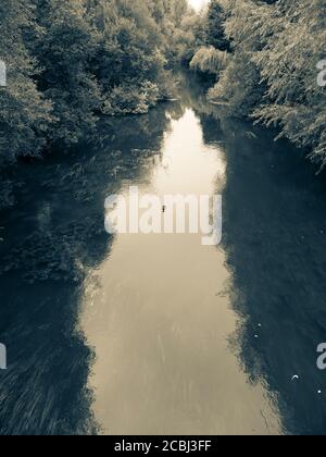 Black and White Landscape, River Loddon, Winnersh, Wokingham, Berkshire ...