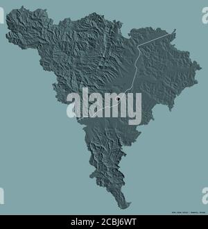 Shape of Alba, county of Romania, with its capital isolated on white ...