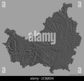 Cluj, county of Romania. Bilevel elevation map with lakes and rivers ...