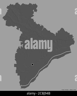 Giurgiu, county of Romania. Bilevel elevation map with lakes and rivers ...