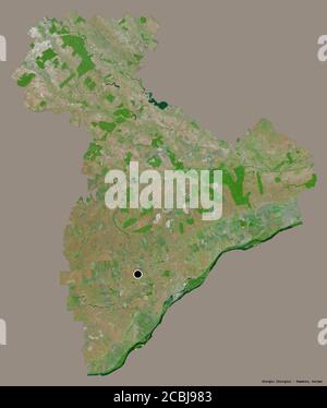 Giurgiu, county of Romania. Solid color shape. Locations and names of ...
