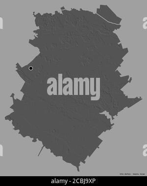 Ilfov, county of Romania. Bilevel elevation map with lakes and rivers ...