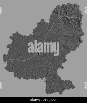 Mures, county of Romania. Bilevel elevation map with lakes and rivers ...