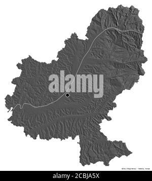 Mures, county of Romania. Bilevel elevation map with lakes and rivers ...