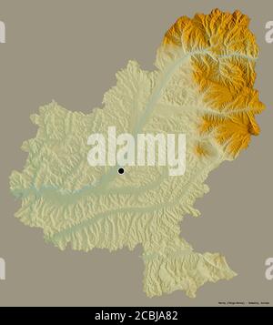 Mures, county of Romania. Solid color shape. Locations and names of ...