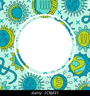 Human viruses poster in colored line style. Science banner with ...