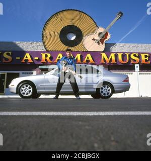 Elvis inpersonator at the Elvis-A-Rama Museum in Las Vegas with ...