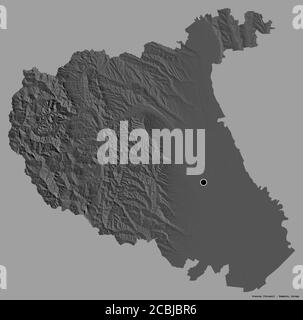 Vrancea, county of Romania. Bilevel elevation map with lakes and rivers ...
