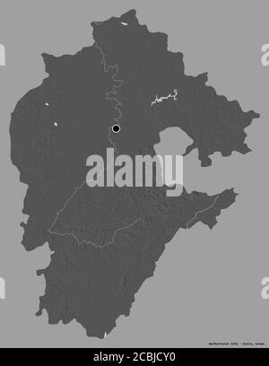 Bashkortostan, republic of Russia. Bilevel elevation map with lakes and ...