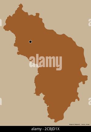 Belgorod, region of Russia. Solid color shape. Locations and names of ...