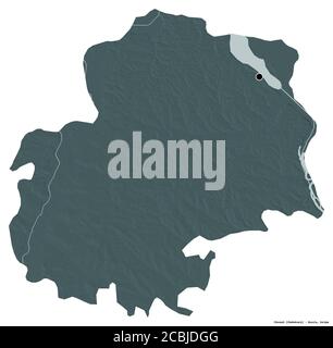 Chuvash, republic of Russia. Colored elevation map with lakes and ...