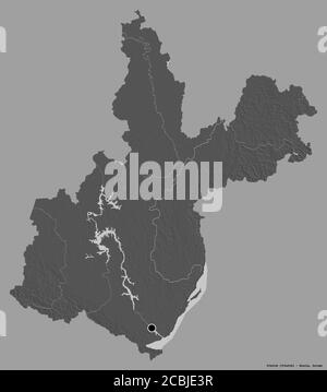 Irkutsk, region of Russia. Bilevel elevation map with lakes and rivers ...