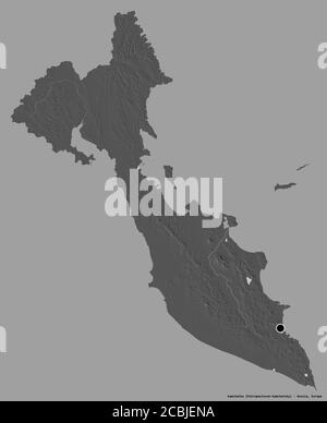 Kamchatka, territory of Russia. Bilevel elevation map with lakes and ...
