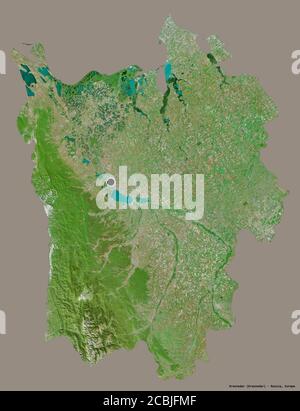 Krasnodar, territory of Russia. Solid color shape. Locations and names ...