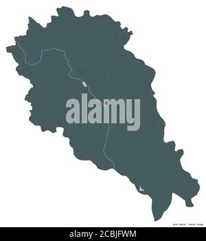 Kursk, region of Russia. Colored elevation map with lakes and rivers ...