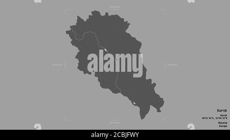 Area of Kursk, region of Russia, isolated on a solid background in a ...