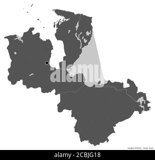 Leningrad, region of Russia. Bilevel elevation map with lakes and ...
