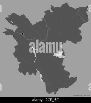 Rostov, region of Russia. Bilevel elevation map with lakes and rivers ...