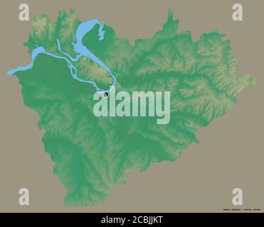 Samara, region of Russia. Solid color shape. Locations of major cities ...