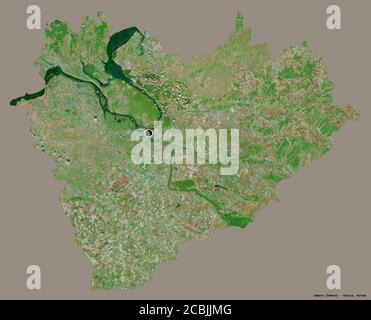 Samara, region of Russia. Satellite imagery. Shape presented against ...