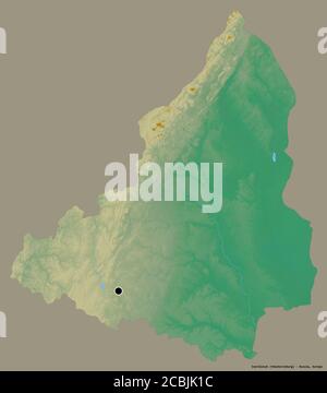 Sverdlovsk, region of Russia. Solid color shape. Locations and names of ...
