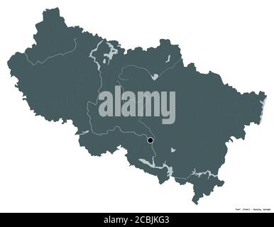 Shape of Tver', region of Russia, and its capital. Distance scale ...