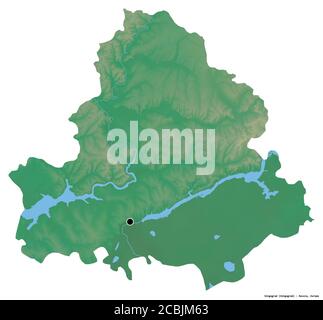 Shape of Volgograd, region of Russia, with its capital isolated on ...