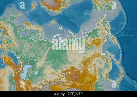 Extended area of Russia with country outline, international and ...