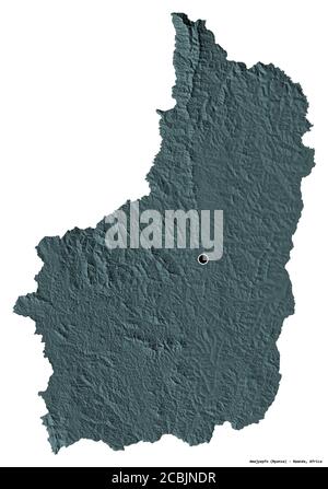 Amajyepfo, province of Rwanda. Colored elevation map with lakes and ...