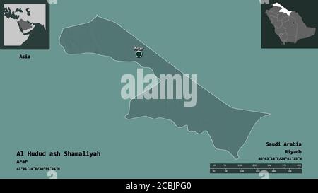 Al Hudud ash Shamaliyah, region of Saudi Arabia. Grayscale elevation ...