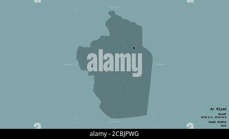 Area of Ar Riyad, region of Saudi Arabia, isolated on a solid ...