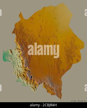 'Asir, region of Saudi Arabia. Solid color shape. Locations and names ...