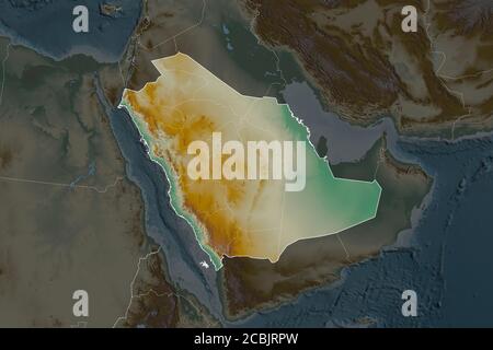 Shape of Saudi Arabia separated by the desaturation of neighboring ...