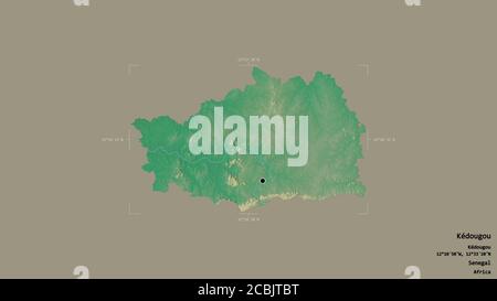 Area of Kédougou, region of Senegal, isolated on a solid background in ...