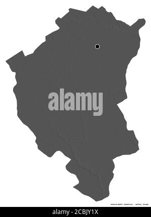 Severno-Backi, district of Serbia. Bilevel elevation map with lakes and ...