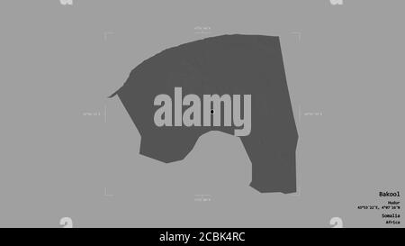 Area of Bakool, region of Somalia, isolated on a solid background in a ...