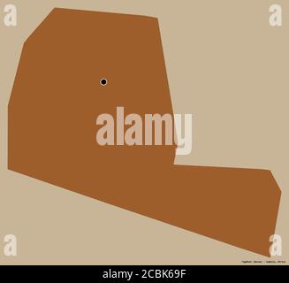 Togdheer, region of Somalia. Solid color shape. Locations and names of ...