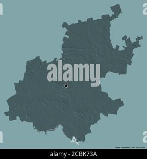Gauteng, province of South Africa. Solid color shape. Locations of ...