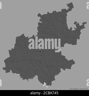 Gauteng, province of South Africa. Solid color shape. Locations of ...