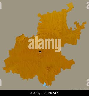 Gauteng, province of South Africa. Solid color shape. Locations of ...