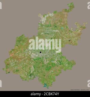 Gauteng, province of South Africa. Solid color shape. Locations of ...