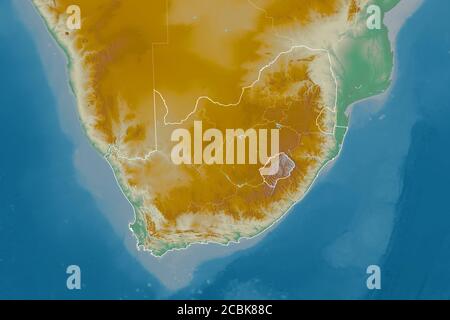 Extended area of South Africa. Topographic relief map. 3D rendering ...