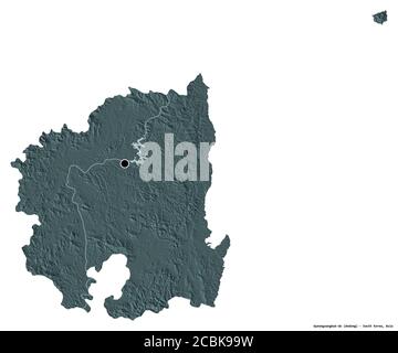 Gyeongsangbuk-do, province of South Korea. Colored elevation map with ...