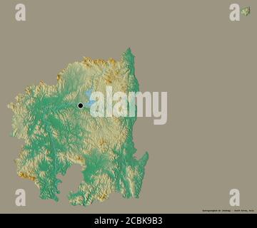 Gyeongsangbuk-do, province of South Korea. Solid color shape. Locations ...