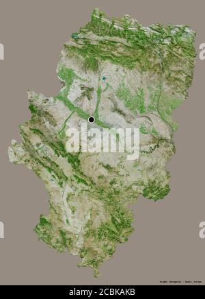 Aragon, autonomous community of Spain. Solid color shape. Locations and ...